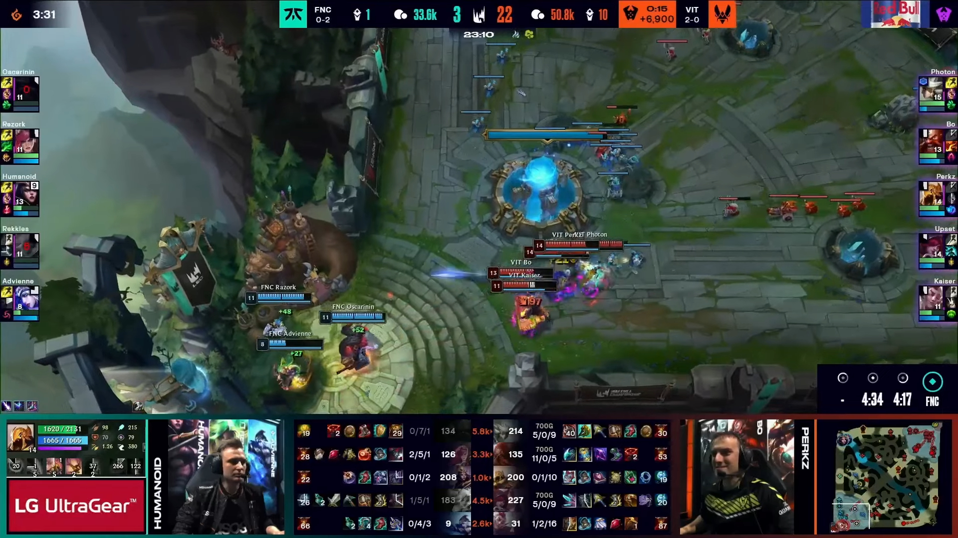 太無情了！VIT18分鐘經濟領先1萬，直接虐泉羞辱FNC | 英雄聯盟