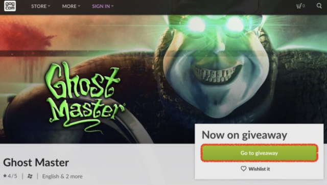 GOG 限時免費放送《Ghost Master 鬼大師》 領取時間至9/7