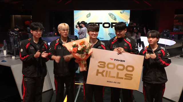 里程碑之夜! Faker在LCK完成3000殺成就，官方特別準備花跟看板