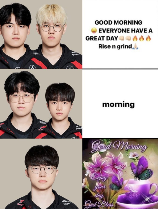 T1五個人在SNS上說早安的方式