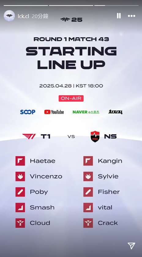 今天LCKCL T1二隊的AD是Smash囉