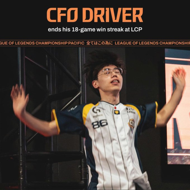 CFO Driver的18連勝被終止了